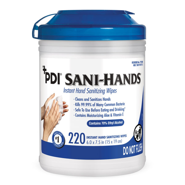 Sani-Hands Hand Sanitizing Wipes, Ethyl Alcohol, Unscented, 6″ x 7.5 ...