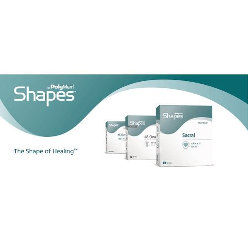 PolyMem® Shapes® Adhesive with Border Foam Dressing, 2 x 3 Inch Oval P ...